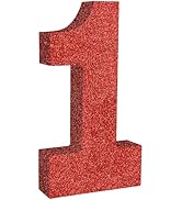 Amazon.com: TONIFUL 7.8 Inch Blue Glitter Number 1 Wooden Table ...