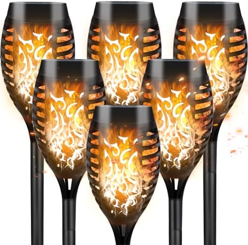 CNMTCCO Solar Lights Outdoor Garden, 6 Pack Solar Flickering Dancing ...