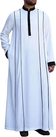 Amazon.com: Mens Muslim Thobe Kaftan Robe Islamic Middle East Saudi ...