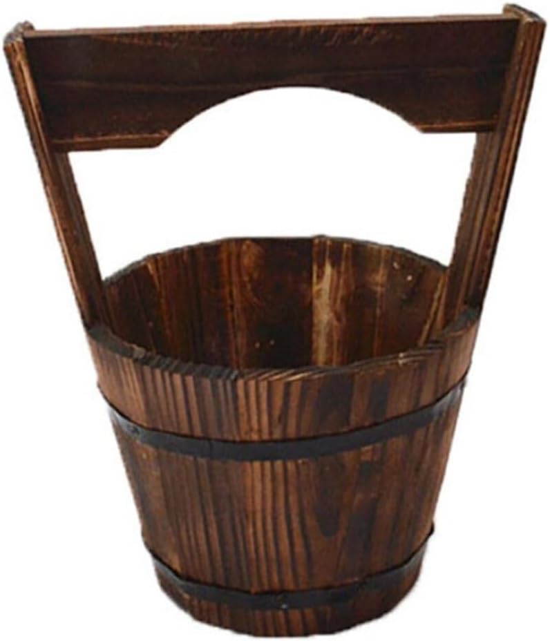 Amazon.com: HANABASS Wooden Bucket Barrel Rustic Patio Pots Water ...