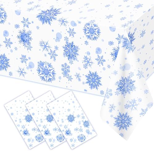 Amazon.com: Oudain 3 Pcs Christmas Winter Snowflake Tablecloth Blue ...