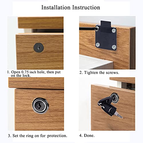 XIEHE 801 Cabinet Drawer Lock With Keys 7/8 Inch Outside Cylinder ...