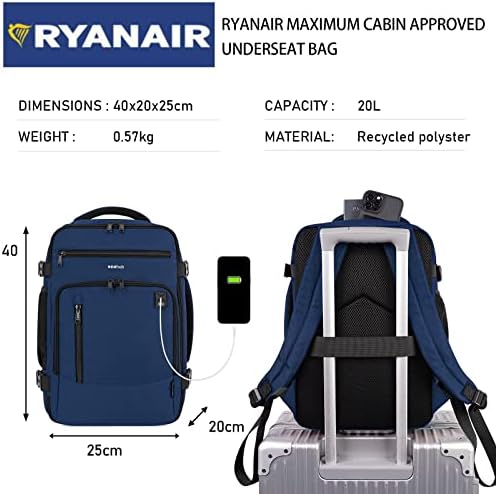 ECOHUB Rucksack 40x20x25 für Ryanair Flugzeug Reiserucksack Handgepäck ...