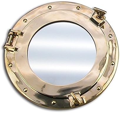 JapanAttitude Brass Porthole Mirror opening 25 cm, Submarine, Boat ...
