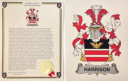 Amazon.com: Harrison - Coat of Arms and Last Name History - 8.5x11 ...