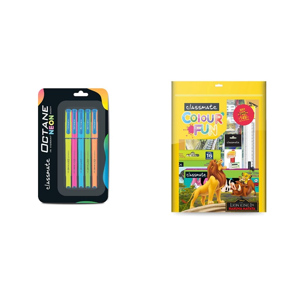 Classmate Octane Gel Pen (Blue)- Neon Series- Pack Of 5 4056002 Color ...