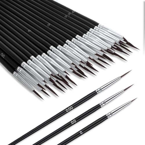Amazon.com: 60Pcs Detail Paint Brushes Set with 3 Size #0#00#000, Fine ...
