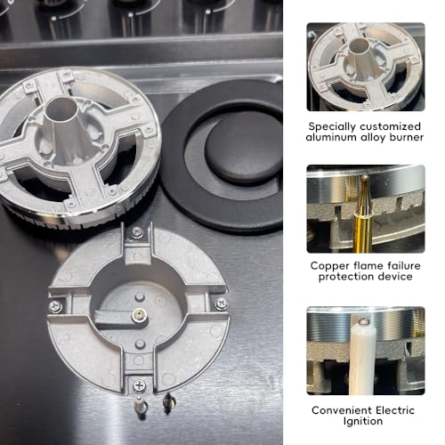 30 Inch 5 Burner Gas Cooktop - Stainless Steel Built-in Stovetop with ...