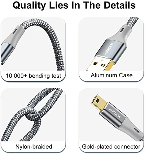 kiuet Mini USB Cable 2M,USB A to Mini B Charging Cable Suitable PS3 ...