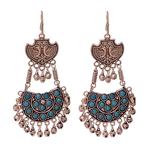 Geode Delight Oxidized Silver Afghani Tribal Dangler Hook Earrings for ...