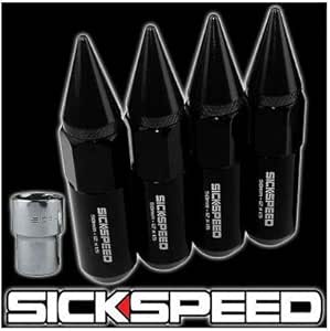 Amazon.com: Sickspeed 4 Pc Black Spiked Aluminum Locking 60Mm Lug Nuts ...