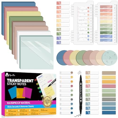 Amazon.com : 2000 Sheets Transparent Sticky Notes, Clear Self-Sticky ...