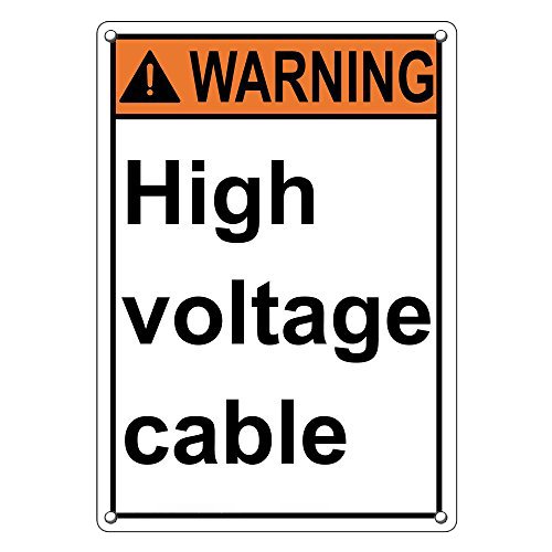 Weatherproof Plastic Vertical ANSI Warning High Voltage Cable Sign with ...