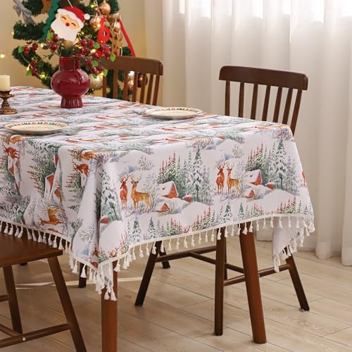 Amazon.com: Tosleo Christmas Tablecloth 55x70 Inch with Tassels ...