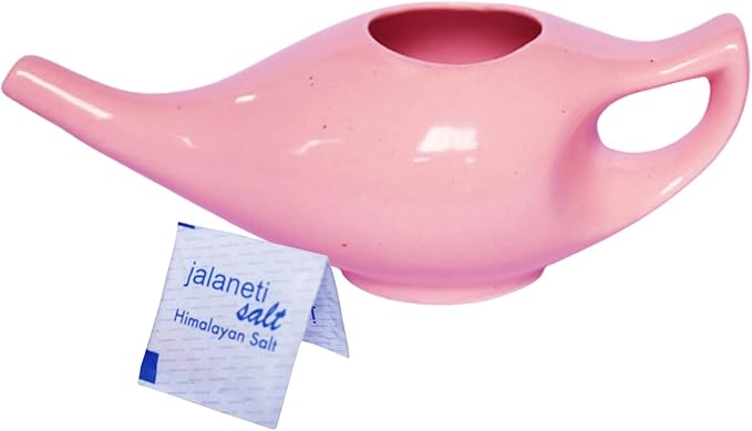 Amazon.com: HEALTHANDWEALTH Premium Handcrafted Ceramic Neti Pot with ...