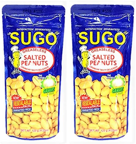 Amazon.com : Sugo Salted Peanuts Garlic Flavor Pack of Two 120 Grams a ...