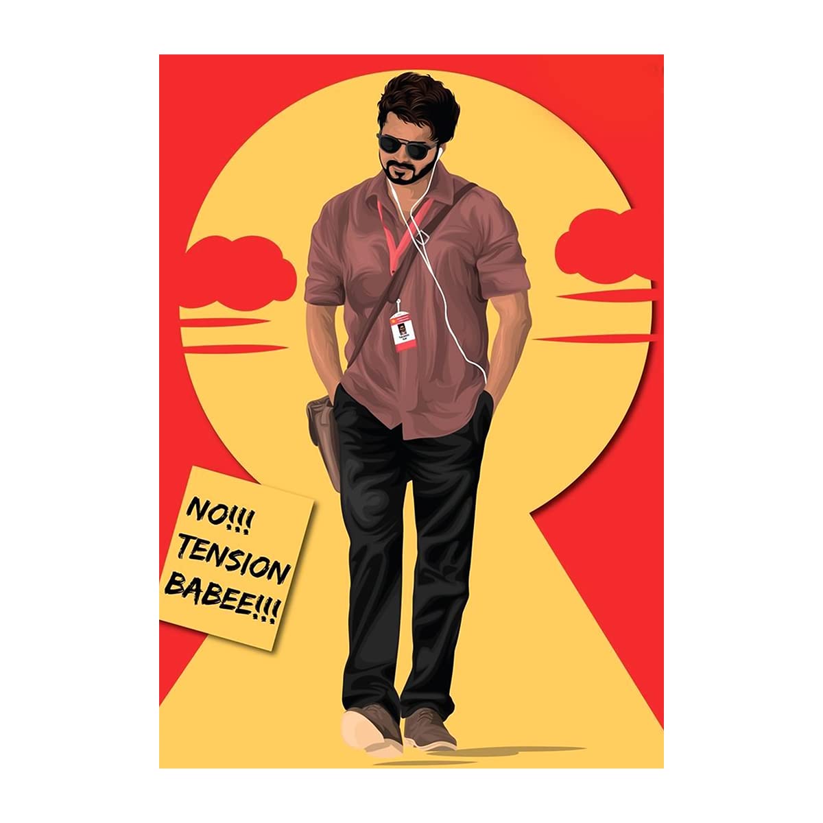 Master Vijay Quotes - No Tension babee - Vijay Wall Sticker - Glossy ...
