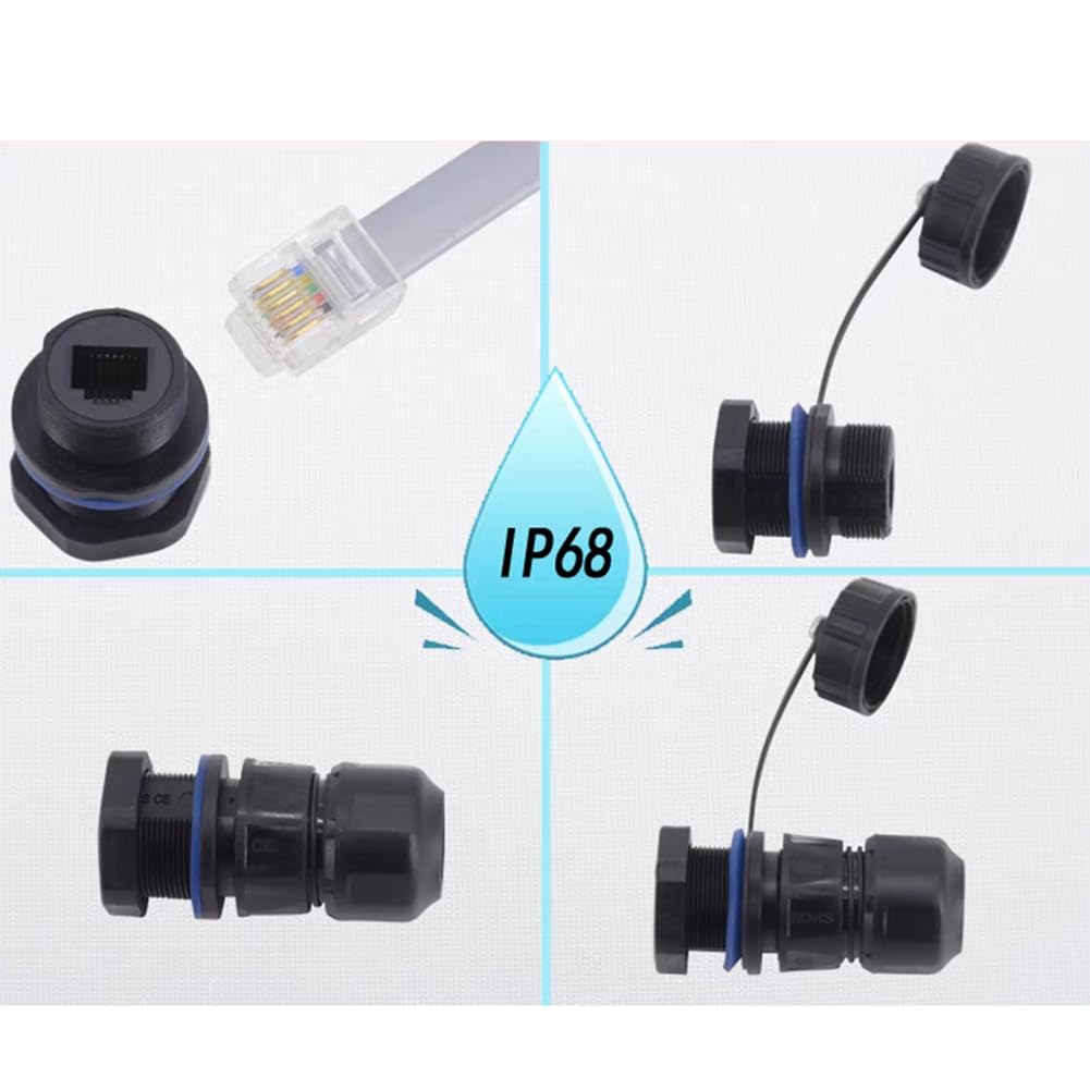 PENGLIN 2PCS Waterproof RJ11 Coupler, RJ11/RJ12 6P6C Panel Mount ...