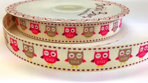 1M Pink and Beige Owl Ribbon. Decorative Ribbon For Gift Wrapping, Card ...