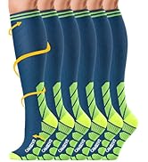 CAMBIVO 2 Pairs Compression Socks for Women and Men, 15-20 mmHg Flight ...