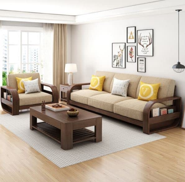 Renewiture Sheesham Wood 7 Seater Sofa for Living Room Bedroom Hall ...