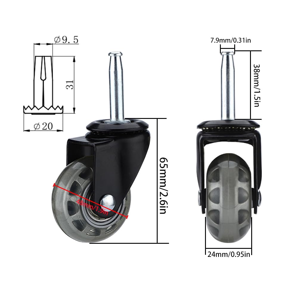 Snapklik.com : NERILEE 2" Rubber Caster Wheels, Casters Set Of 4 Black ...