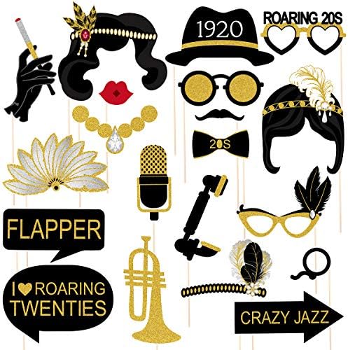 Amazon.com: Roaring 1920's Party Photo Booth Props 42pcs, Twenties Jazz ...