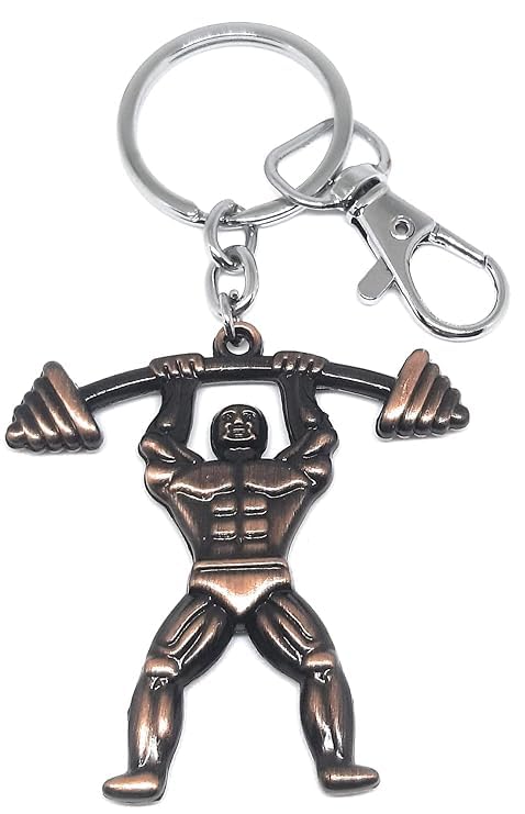 Blue Aura Exercise Shape Bodybuilder dumbbells keychain for gym bag ...