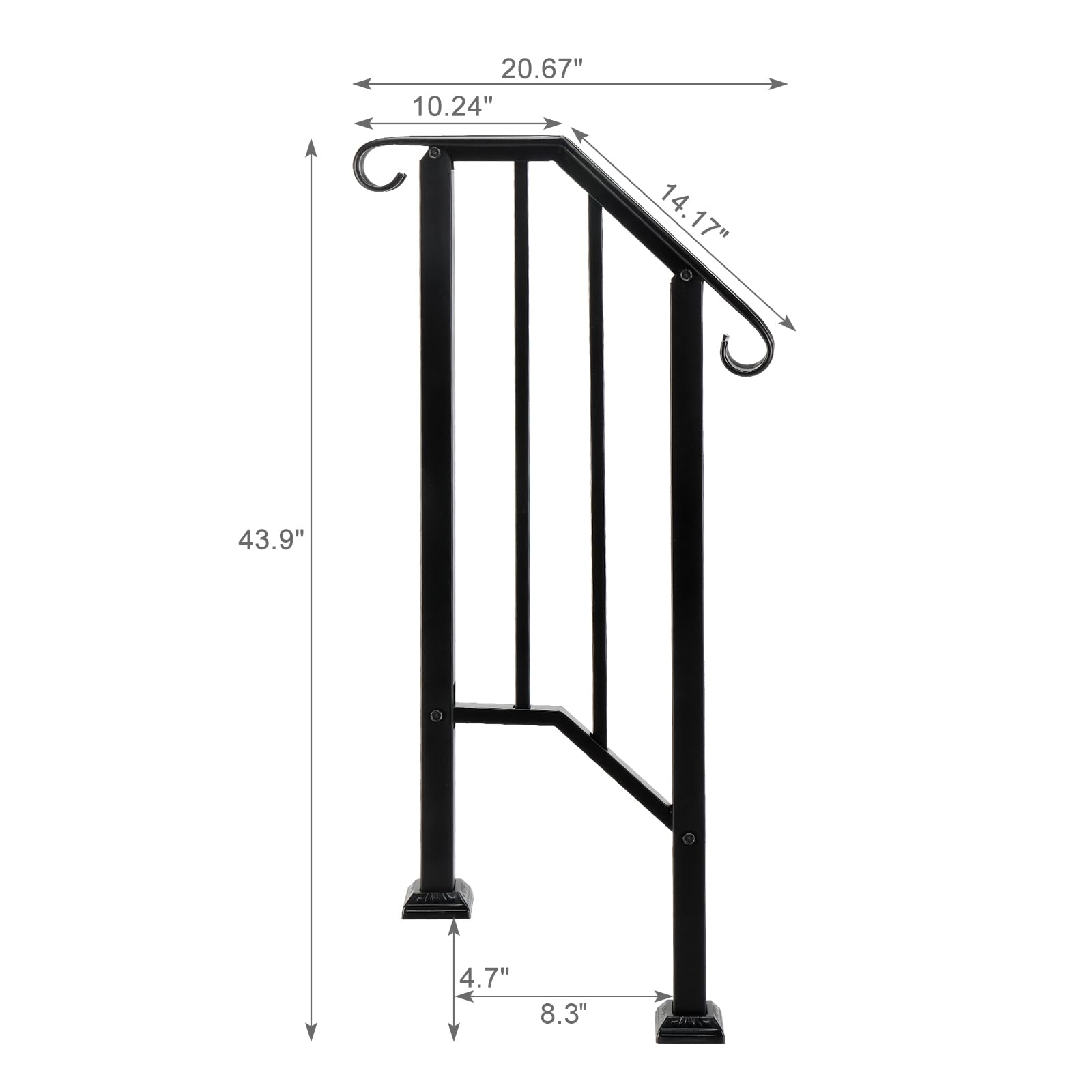 Snapklik.com : 2 Step Handrails For Outdoor Steps, Wrought Iron Stair ...