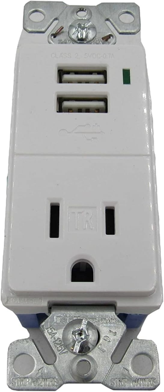 Cooper TR7740W-BOX Electrical Outlet, Combination USB Charger/Tamper ...