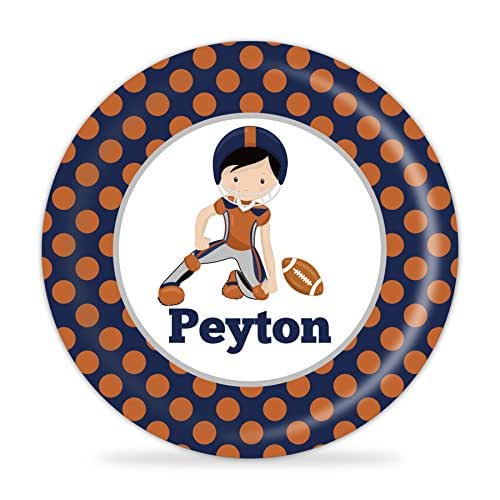 Amazon.com: Football Plate - Blue Orange Football Melamine Personalized ...