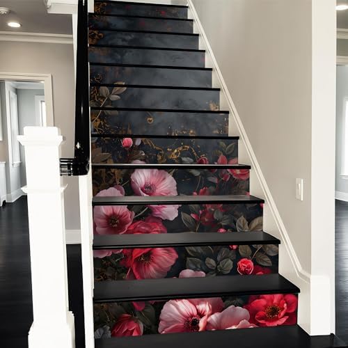 Amazon.com: REDAMANCY Vintage Dark red Poppies Flower Painting Peel and ...