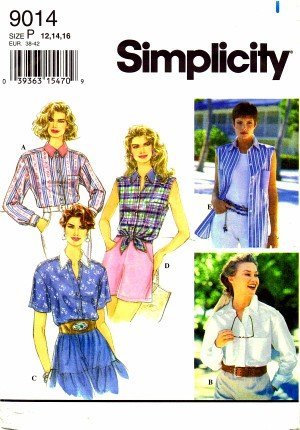 Simplicity 9014 Y Sewing Pattern Misses Front Button Shirts Size Y [18 ...