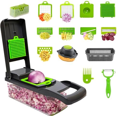 Amazon.com: Vegetable Chopper,14 in 1 Multifunctional Food Chopper Pro ...