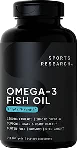 Amazon.com: Sports Research Triple Strength Omega 3 Fish Oil 1250mg - Burpless Fish Oil ...