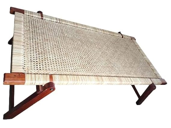 Yellow Single Palm Leaf Fiber Cot Bed | Kongu Wood | Panai Naar Kattil ...
