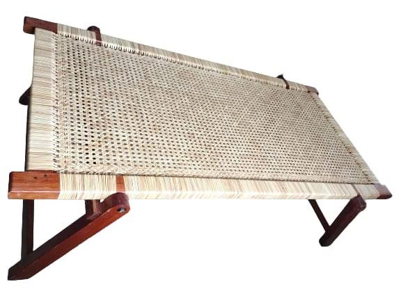 Yellow Single Palm Leaf Fiber Cot Bed | Kongu Wood | Panai Naar Kattil ...