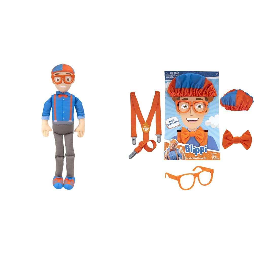 Buy Blippi Bendable Plush Doll, 16” Tall Featuring SFX & Costume ...