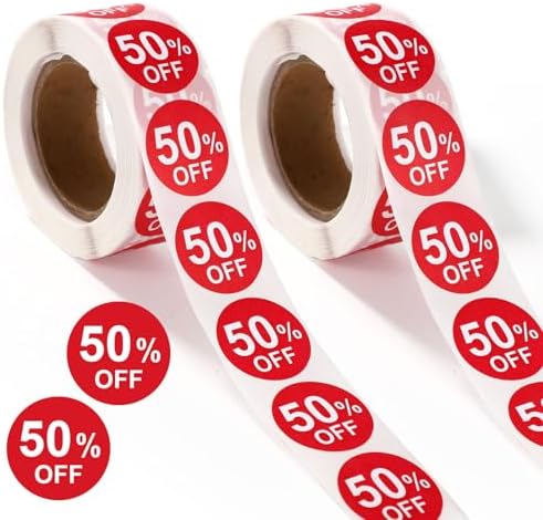 Amazon.com: 1000pcs 50 Percent Off Stickers, 1 Inch Round Self Adhesive ...