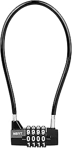 Lawnize Cable Locks with Combination,Steel Cable Rope Wire 4-Digit ...
