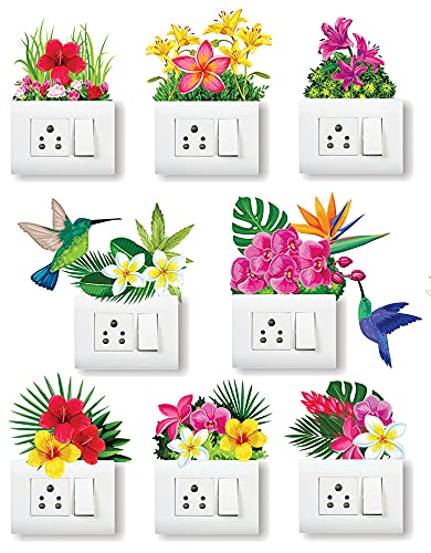Buy Artway India Vinyl Flowers Switch Board Wall Sticker, 30 x 30 cm ...