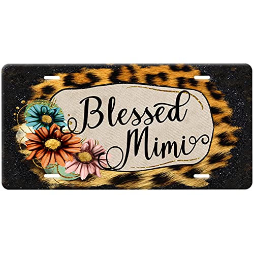 Amazon.com: Blessed Mimi Grandmother Name License Plate-Leopard-Black ...