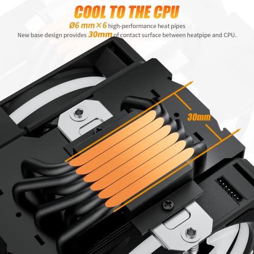 upHere ARGB CPU Air Cooler,6 Copper Heat Pipes,Single-Tower with Dual ...