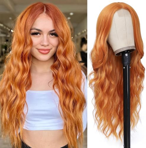 Amazon.com : Colorful Queen Orange Wig 26 Inch Long Wavy Orange Wigs ...