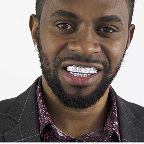 Snapklik.com : Silver 6 Teeth Grillz Hip Hop Joker Diamond Top & Bottom ...