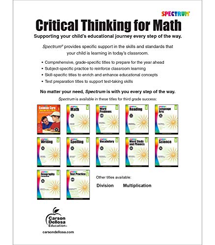 Snapklik.com : Spectrum Grade 3 Critical Thinking Math Workbook, Ages 8 ...