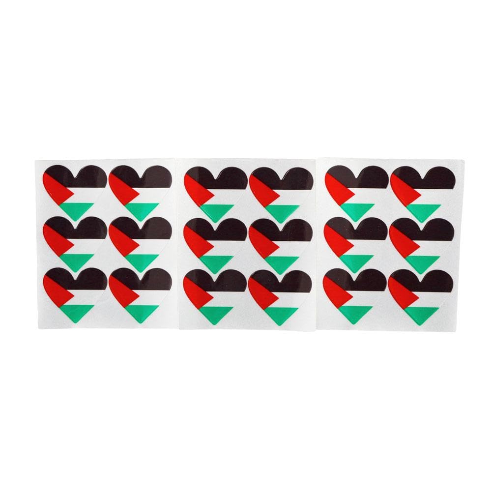 Amazon.com: 18 pcs Free Palestine Sticker, Heart Shape Palestine Flag ...