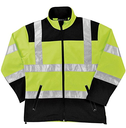 ERB Safety 62200 W651 Class 2 Soft Shell Women's Jacket, 2X, Hi-Viz Lime