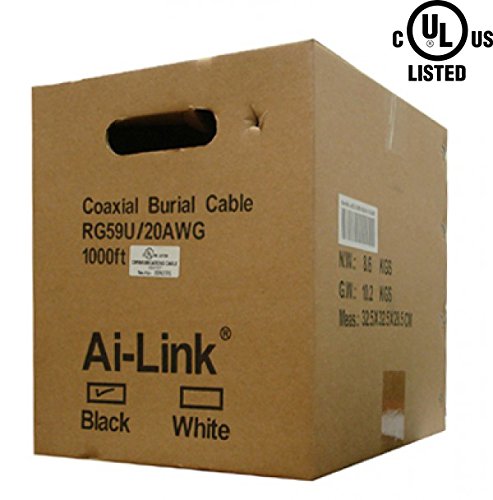 Buy RG59 Coaxial Cable, Outdoor Burial, 20AWG, 65% Braid, 1000FT, Pull ...