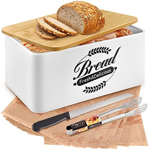 Amazon.com: 3J2 Discoveries Bread Box for Kitchen Countertop – Large ...